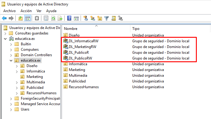 Jugando con Active Directory. 6 – Compartiendo recursos: AGDLP – Página ...