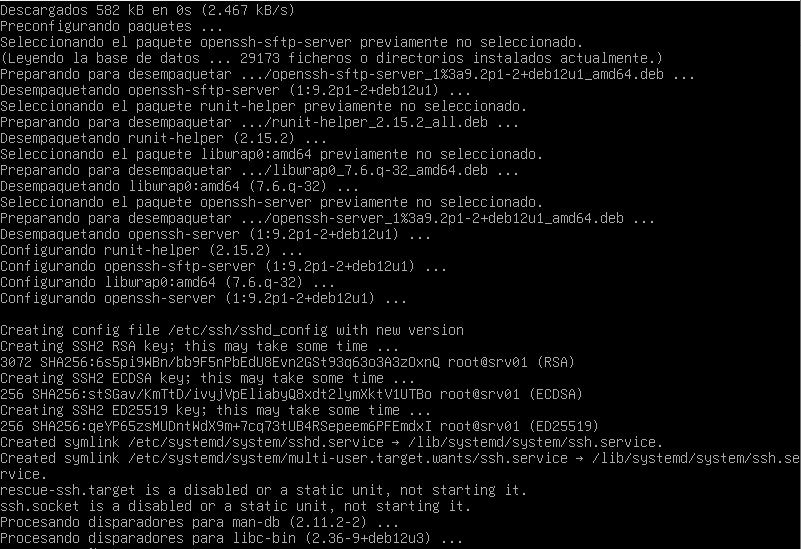 Instalando servidor SSH en un sistema GNU/Linux Debian 12 – educatica!